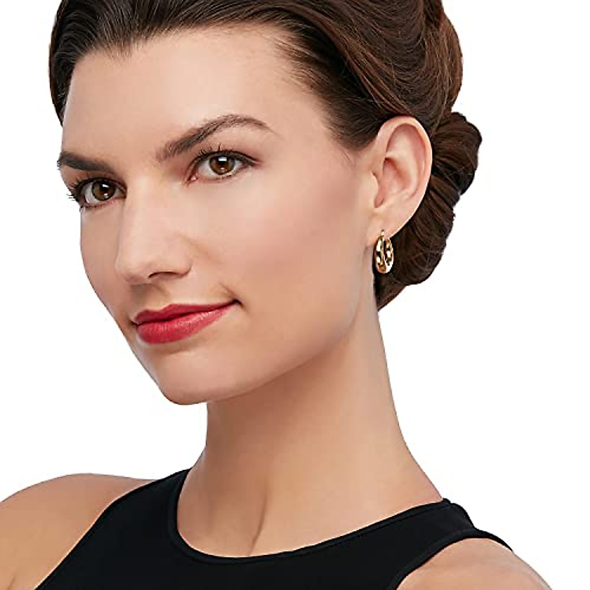 sovesi Chunky Gold Hoop Earrings for Women with 925 Sterling Silver Post, 14K Gold Plated Small Hoop Earrings for Women 18mm