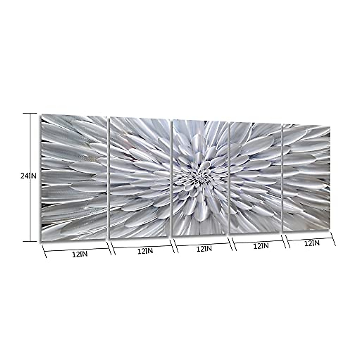 SYGALLERIER Metal Flower Wall Decor Hand Crafted Floral Artwork in 5 Pieces Modern Botanical Pictures on Aluminum 3D Art for Living Room Bedroom Bathroom Decoration