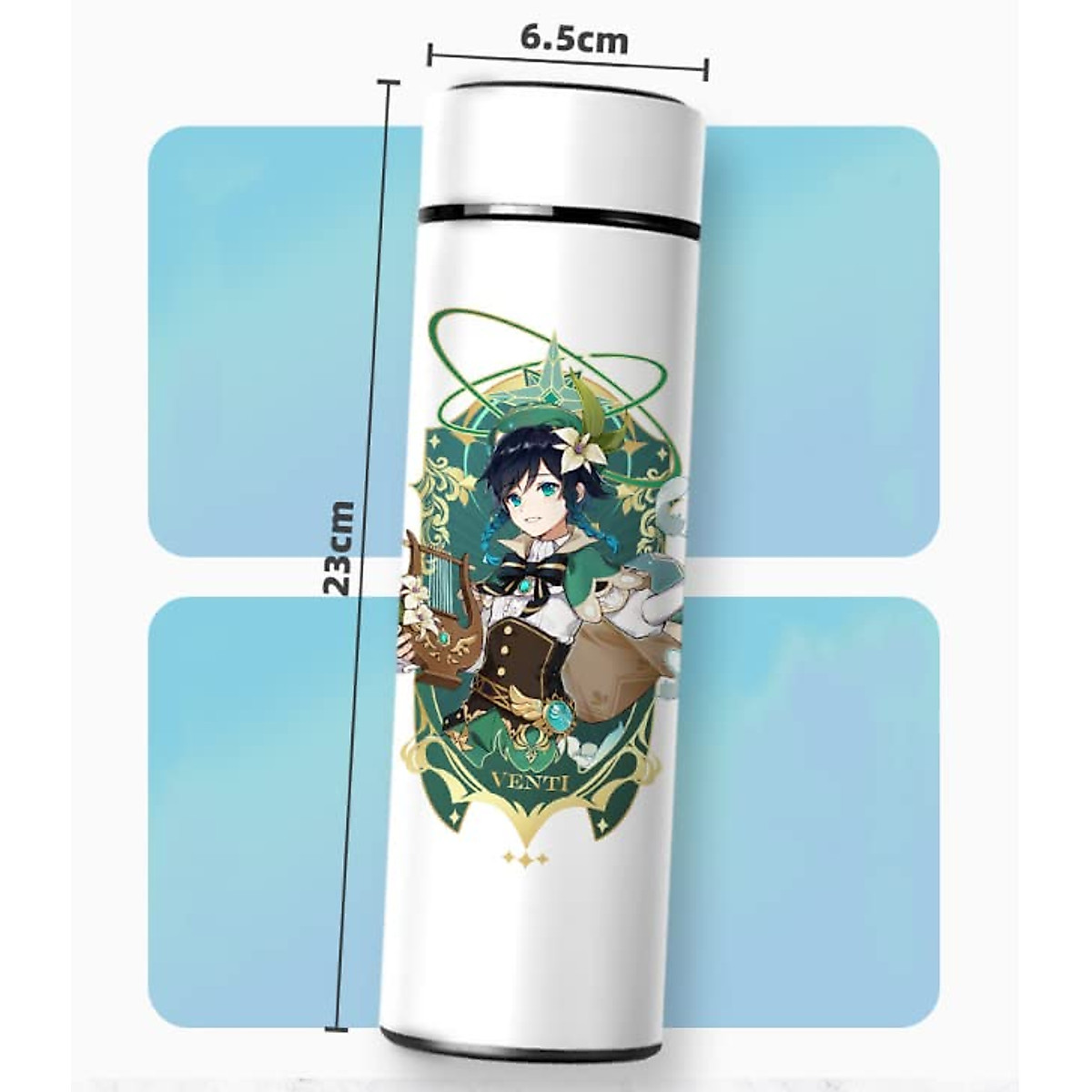 Xiao Thermos Water Bottle, Genshin Impact Sports Cute Insulated Beverage Bottle for Home School Outdoor Travel