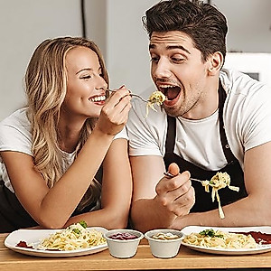 Hsei 400 Set 2oz Disposable Souffle Cups with Lids Bagasse Fiber Condiment Paper Cups Serving Sample Cups Mini Tasting Cups for Sauce Salad Snack Charcuterie Dessert Serving, Include 400 Cups 400 Lids