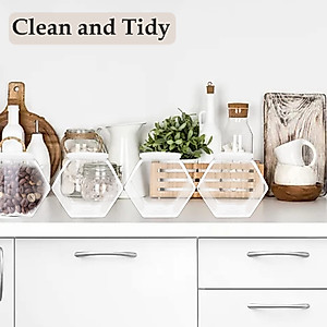 4 PCS Plastic Candy Jars Cookie Jars, Hexagon with Airtight Lids Clear Candy Jar Wide Round Mouth Snacks Candy Containers Reusable Coffee Candy Display for Gifts and Storage