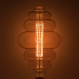 Bulbrite Nostalgic Collection Grand Nostalgics, 60 Watt, Incandescent, Dimmable, Beehive, E26 Standard Base, 2200K (Amber Light) Oversized Light Bulb, Antique, (Pack of 1), Warm White, (137601)