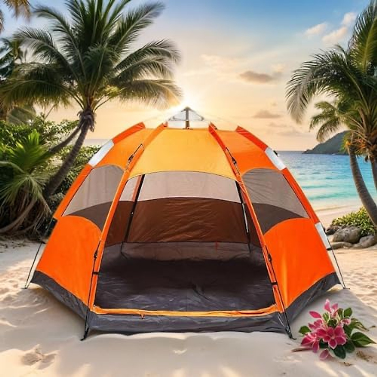 BornTech 1 Minute Instant Easy Setup Pop Up Camping Tent Light Weight Backpacking Tent Waterproof Windproof for Camping, Hiking, Outdoor Festivals, Beach (Fit up to 3 Adults or 6 Kids)