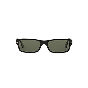 Persol PO2747S Rectangular Sunglasses, Black/Green Polarized, 57 mm