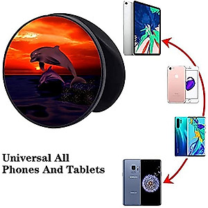 (3 Pack) Cell Phone Holder Dolphin Sunrise Ocean Wave Sunset Expanding Grip Stand Finger Kickstand for Smartphone and Tablets