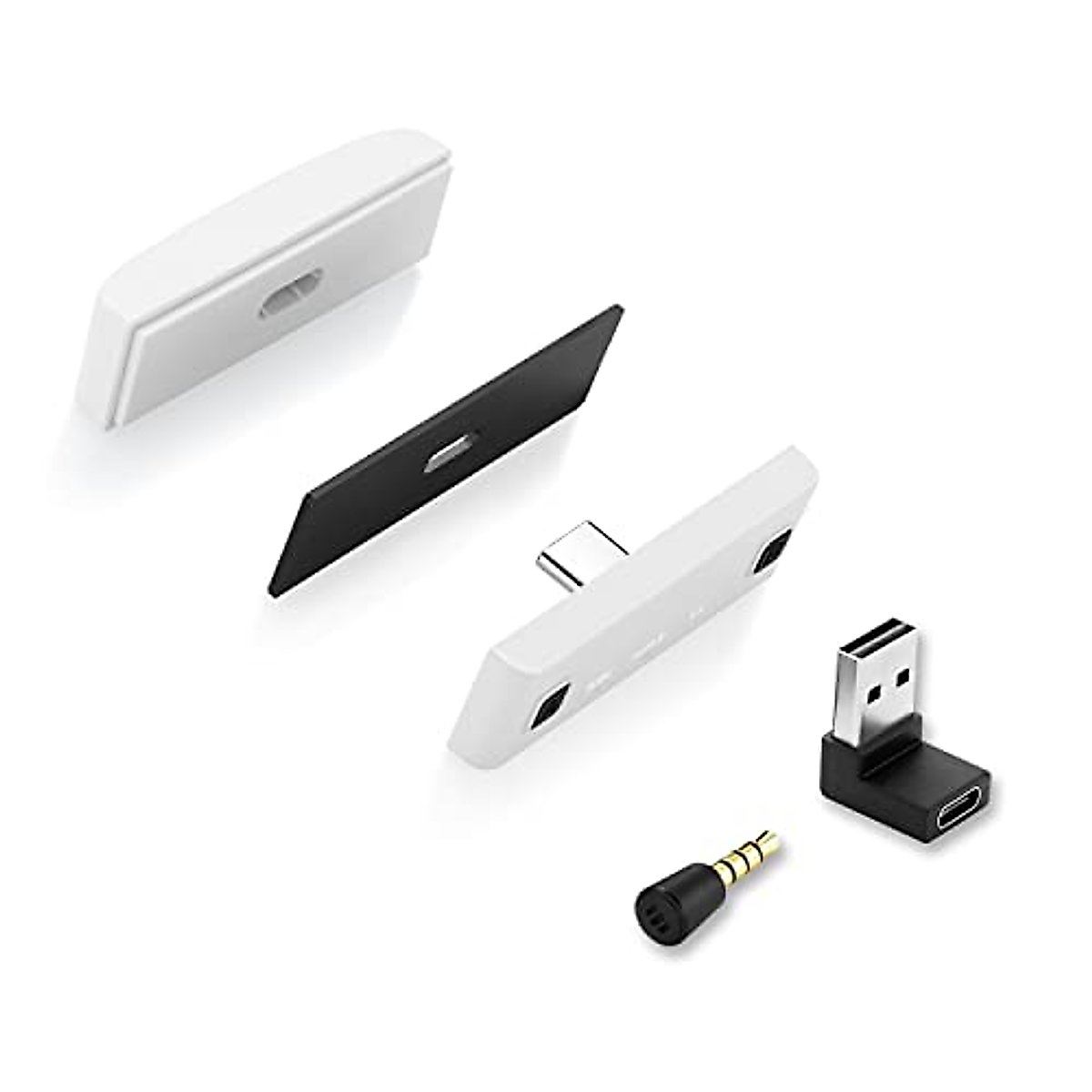 PEPPER JOBS Dual Bluetooth 5.0 USB-C Adapter, Compatible with PC/Laptop/TV/Switch/PS4/PS5, Wireless Audio Transmitter with aptX Low Latency, Dual Bluetooth Devices Connecting, 3.5 mm Mic Chat(White)