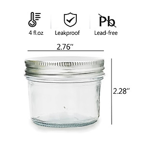 Delove 16-Pack 4oz Glass Food Storage Containers - Food Storage Jars With Lids - Wide Mouth Mini Canning Jars,Perfect for Salad Dressing,Jam,Snacks, Dips, and Meal Prep - Airtight, Leakproof