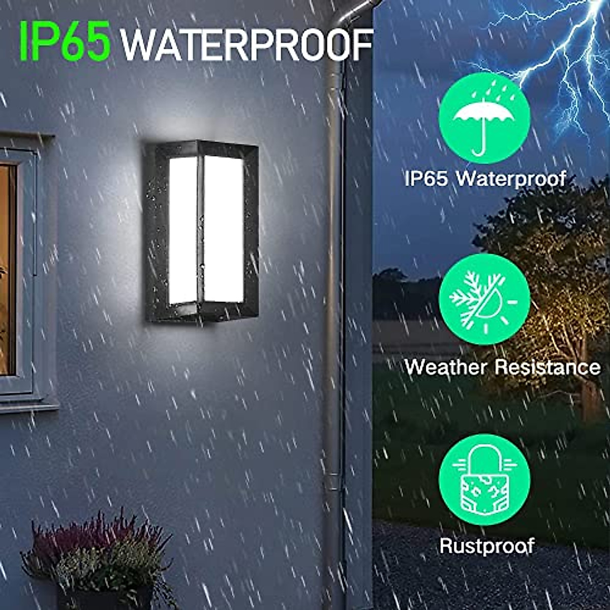 Sytmhoe Porch Lights Outdoor Wall Sconce, 24W 2400LM 5000K Modern LED Porch & Patio Lights, Aluminum Exterior Light Fixture Matt Black IP65 Waterproof for Hallway House Backyard Garage Lighting.