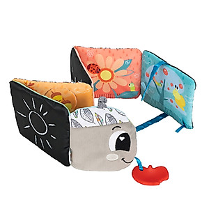 Lamaze Colorful Journey Caterpillar High Contrast Baby Book - Soft Fabric Baby Sensory Books - Includes Chewy Apple for Teething Babies - Baby Sensory Toys Ages 6 Months and Up