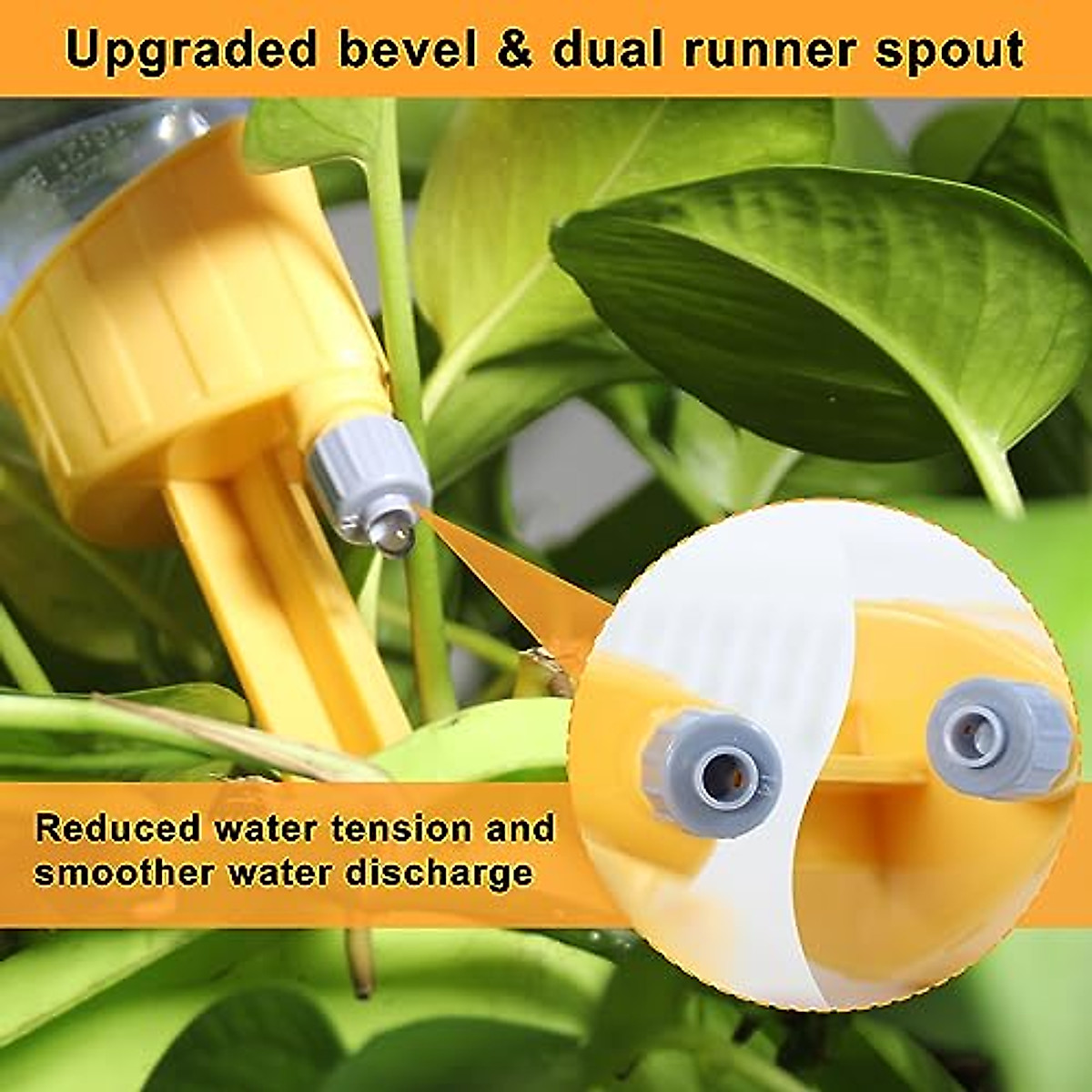 Ohayooz Updated Design Self Watering Spikes, Auto Plant Watering Devices with Adjustable Drip Valve, Bevel & Dual Runner Spouts Simple Self Watering Devices for Outdoor Indoor Garden Plants