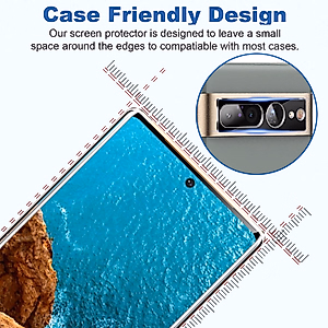 [2+2 Pack] for Google Pixel 7 Pro Screen Protector, 9H Tempered Glass, Ultrasonic Fingerprint Compatible, 3D Curved, HD Clear Scratch Resistant for Google Pixel 7 Pro 5G Glass Screen Protector