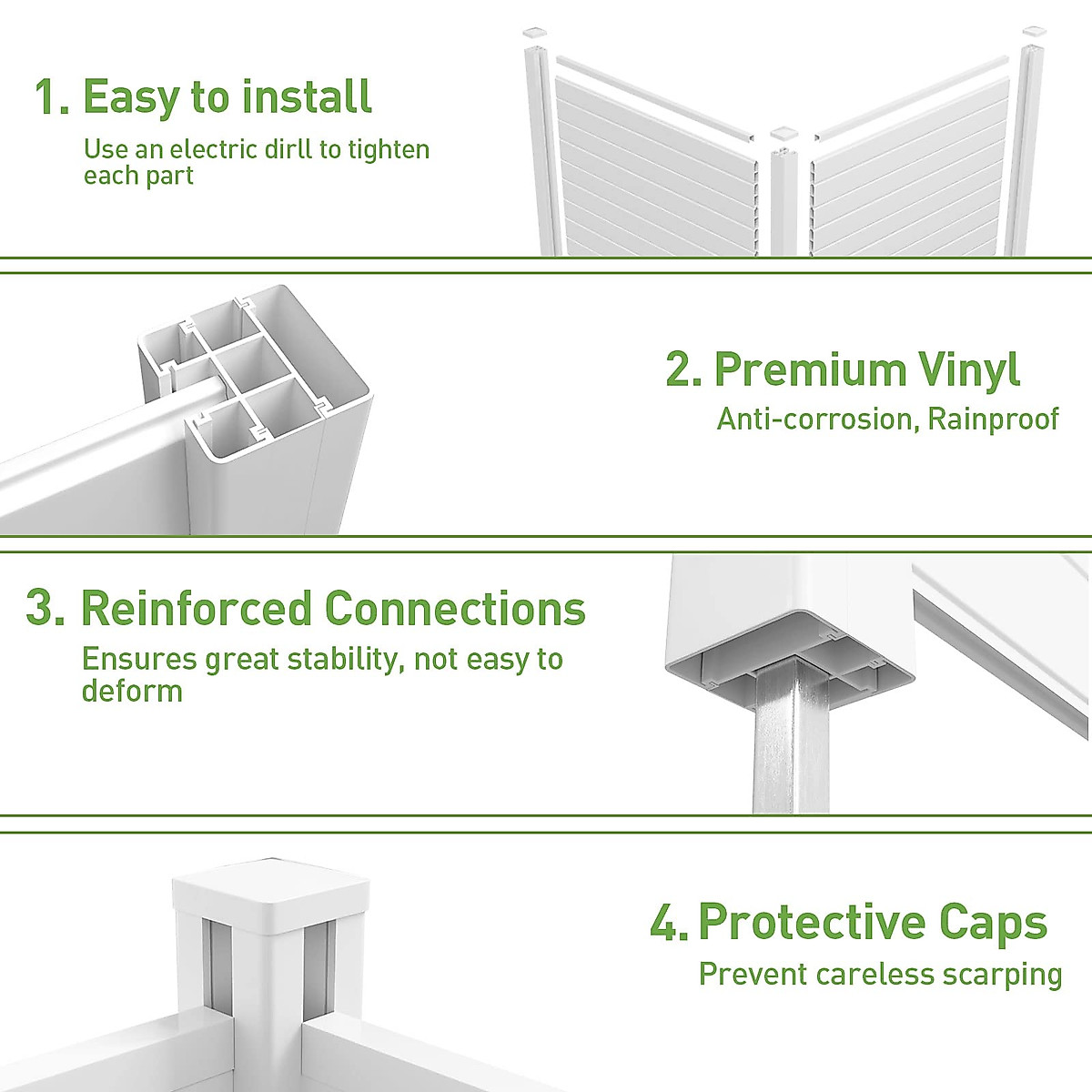 Caprihom Air Conditioner Fence Trash Can Screen Fence 50"W X 50"H Pool Equipment Fence Enclosure Vinyl Privacy Fence Panel Outdoor Privacy Screens Kit (2-Pack)