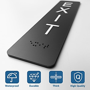 Exit Sign - ADA Compliant Exit Signs With Braille and Raised Letters for Business, Emergency Exit Sign for Office Restroom Indoor Outdoor,Easy Installation-Horizontal (2.8 * 5.8 In)