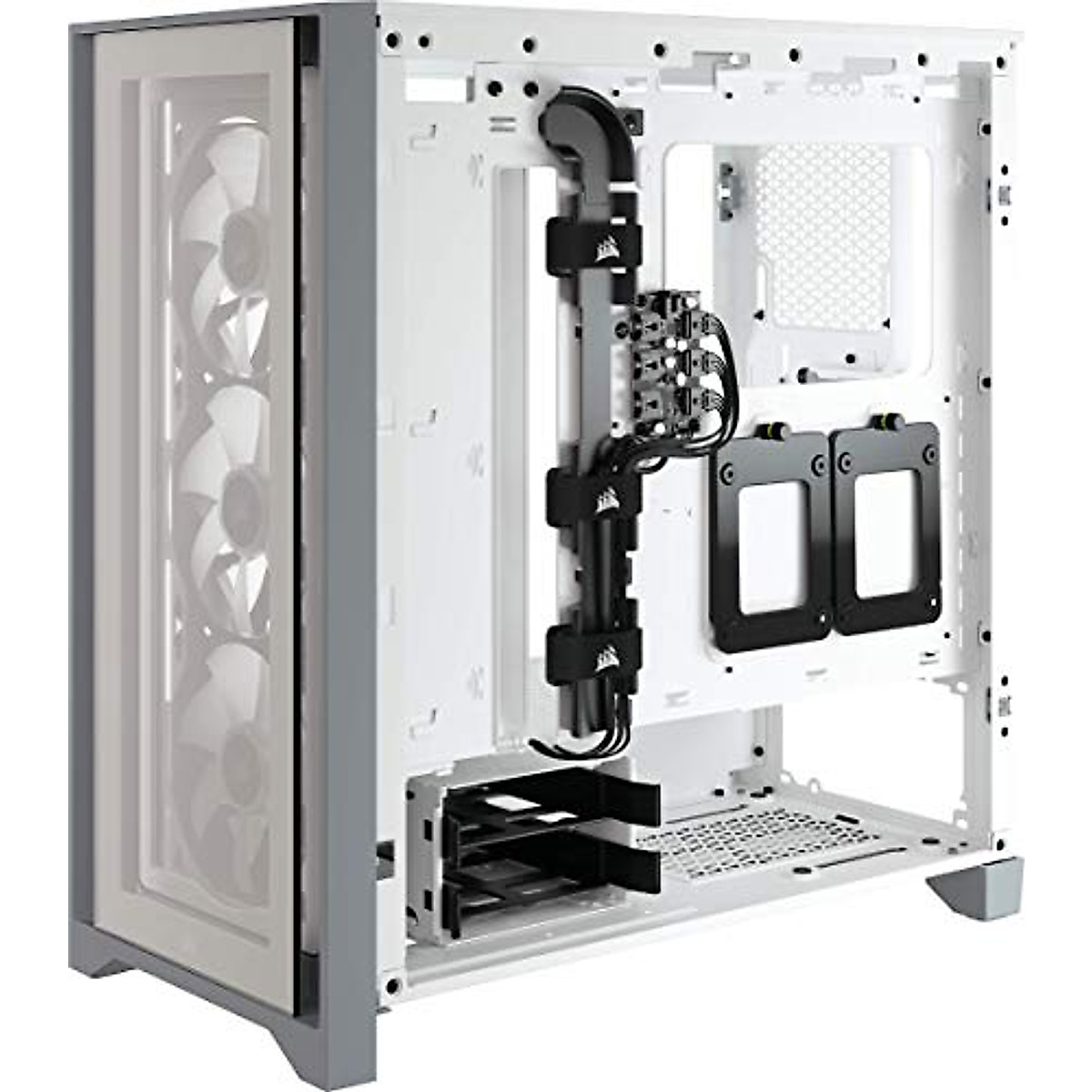 CORSAIR iCUE 4000X RGB Tempered Glass Mid-Tower ATX PC Case - 3X SP120 RGB Elite Fans - iCUE Lighting Node CORE Controller - High Airflow - White