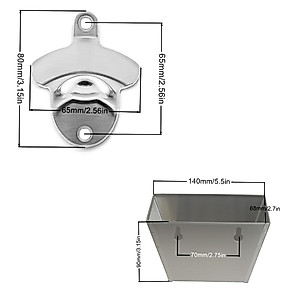 Luwanburg Wall-Mounted Bottle Opener 304 Stainless Bottle Cap Catcher with Hole, Outdoor Wall Mounted Bottle Opener used for Seashore/Boat