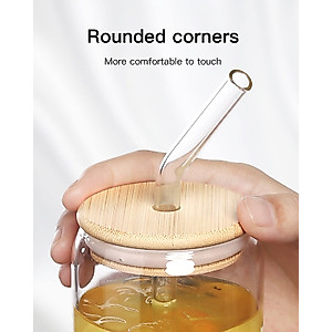 6 Pack Bamboo Lids for Glass Cups, Fit for 16oz 20oz Beer Can Glass and Regular Mouth Mason Jars, Natural Bamboo Lids with Straw Hole