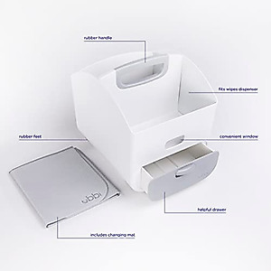 Ubbi Portable Diaper Changing Station Diaper Storage Caddy Organizer with Folding Changing Mat, Stores Baby Diapers, Wipes and Baby Accessories, Gray