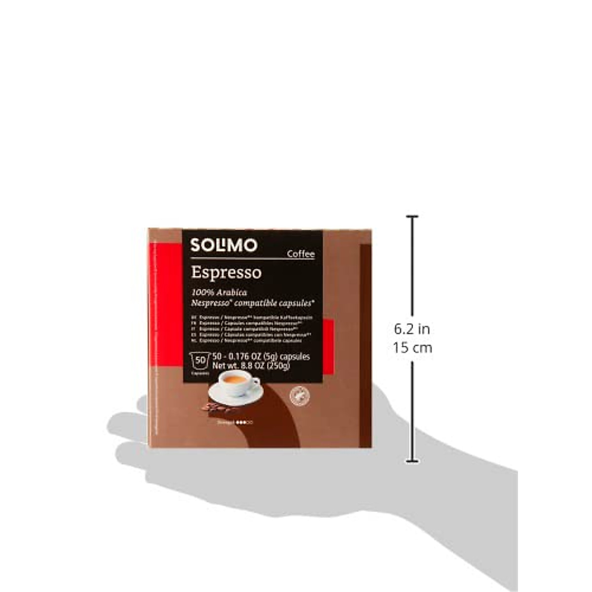 Amazon Brand - Solimo Espresso Capsules 50 CT, Compatible with Nespresso Original Brewers
