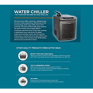 Active Aqua AACH100HP Hydroponic Water Chiller Cooling System, 1 HP, Rated per hour:10,050 BTU, User-Friendly
