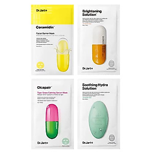 Home & More Dr.Jart Face Mask 6 Pack With Ceramidin Facial Barrier Mask and Vitamin - Sheet Mask in Korean Premium Skin Care Gift Set for Anti Wrinkle, Anti Aging, Hydrating, Intensive Moisturizing - Storage Bag Included