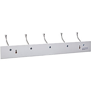Amazon Basics Rectangular Wall-Mounted Farmhouse Coat Rack, 5 Hooks, White