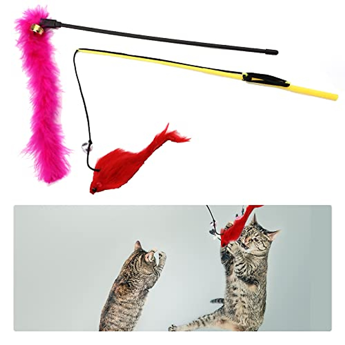 Cat Toys Kitten Toys Assortments, 32 Packs Cat Toys Variety Pack for Kitty, Cat Balls with Bells,Cat Feather Toy, Cat Mouse Toy, Cat Crinkle Balls, Catnip Toys for Indoor Cats Kittens