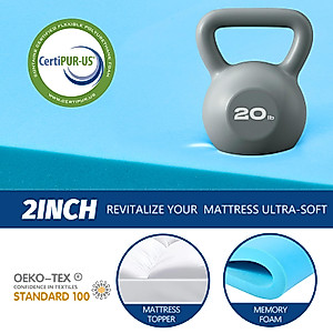 MEUDYT Memory Foam Mattress Topper Queen Size - 3 Inch Dual Layer Mattress Pad - 2 Inch Cooling Gel Memory Foam Plus 1 Inch Pillow Top Cover - Ultra Soft Support for Back Pain