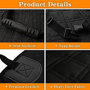 ATCHSAMA Car Seat Cover, Back Seat Covers for Dogs Waterproof Car Seat Protector Heavy Duty Scratchproof Backseat Cover with Side Flap for Cars, Suvs & Trucks, Black