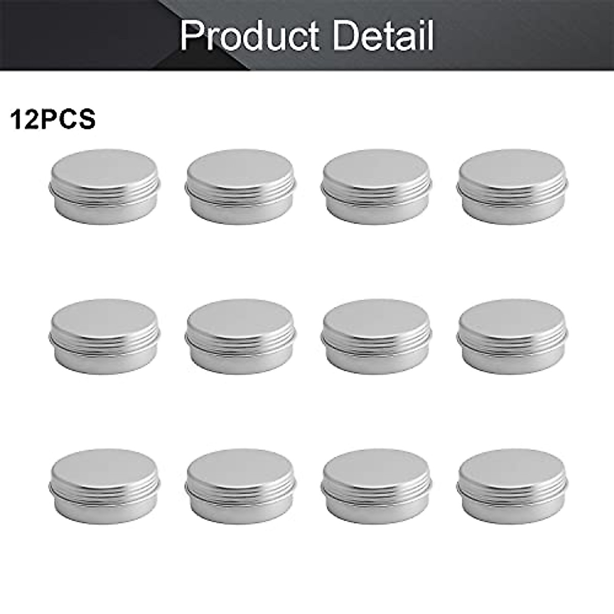 Othmro 12Pcs 1.7oz Metal Round Tins Aluminum Tin Cans Jar Refillable Containers 50ml Tin Cans Tin Bottle Container with Screw Lid for Salve Spices Lip Balm Tea Candies Silver 57×28mm