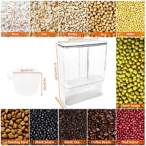 LANIAKEA Rice Dispenser, Laundry Detergent Dispenser, Wall-Mounted Rice Dispenser Container with Lids, Large Capacity Dry Food Storage Container for Rice, Beans, Laundry Scent Beads, Dog Food