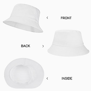 Umeepar Unisex Cotton Packable Bucket Hat Sun Hat Plain Colors for Men Women (1 Plain White)