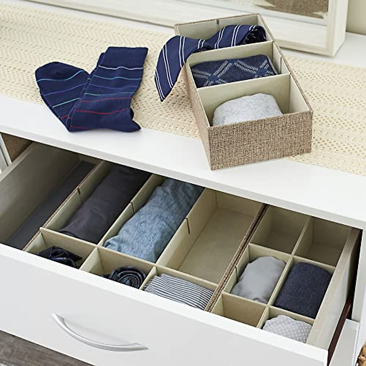 Household Essentials 3 Piece Starter Set, Latte Drawer Organizer, 3 Count (Pack of 1), Brown