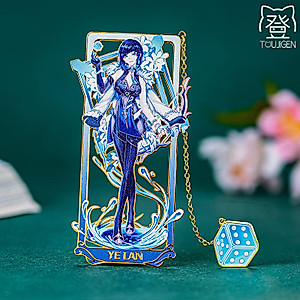 BSAPP Genshin Impact Yelan Metal Bookmark, for Genshin Fans Book Lovers Readers