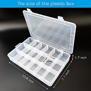 YUGOOD Large Clear Organizer Box,18 Grids Tackle Box Organizer with Removable Dividers for Fishing Hook,Bead Organizer Box,Plastic Storage Containers for Small Parts,Crafts (Size10.8 x 7.7 x 1.7in)