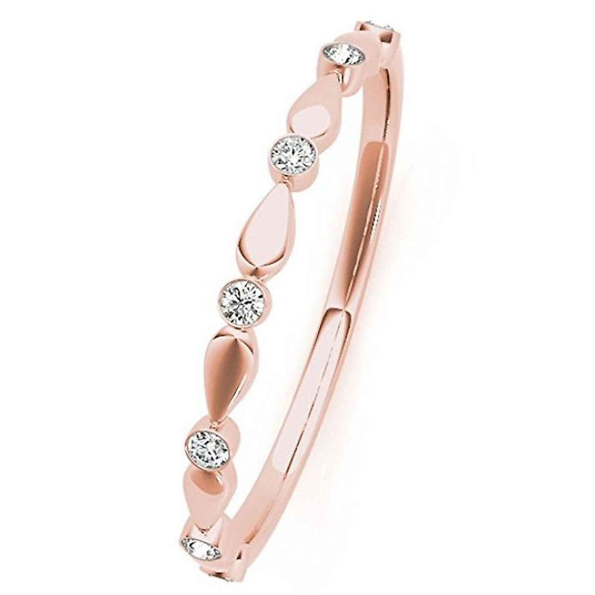 1/10CT Round Diamond Wedding Band Bezel Set In 14K Solid Rose Gold (H-I, I1-I2) (7)