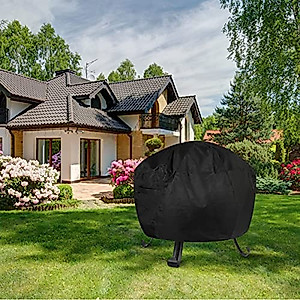 BRINGBLESS Fire Pit Cover Round for Fire Pit 22 Inch - 34 Inch,420D Heavy Duty Outdoor Firepit Cover Round,Waterproof, Dustproof and Anti UV, Fit All Seasons,Full Coverage Patio Outdoor Fireplace