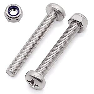 Glvaner (30 Sets) M5-0.8 x 40mm Pan Head Machine Screw and M5-0.8mm Hex Locknuts 304 Stainless Steel 18-8 Full Thread