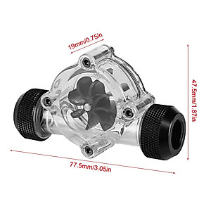 Female to Female Transparent Measuring Indicator G1/4" Water Meter 8 Impellers PC Water Cooling Flowmeter Tube Connectors Acrylic + Silicone(Black)