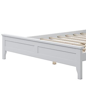 MERITLINE Full Size Platform Bed Frame with Headboard/Solid Wood Foundation with Wood Slat Support/No Box Spring Needed/Easy Assembly/Rustic Pine (Full, White)