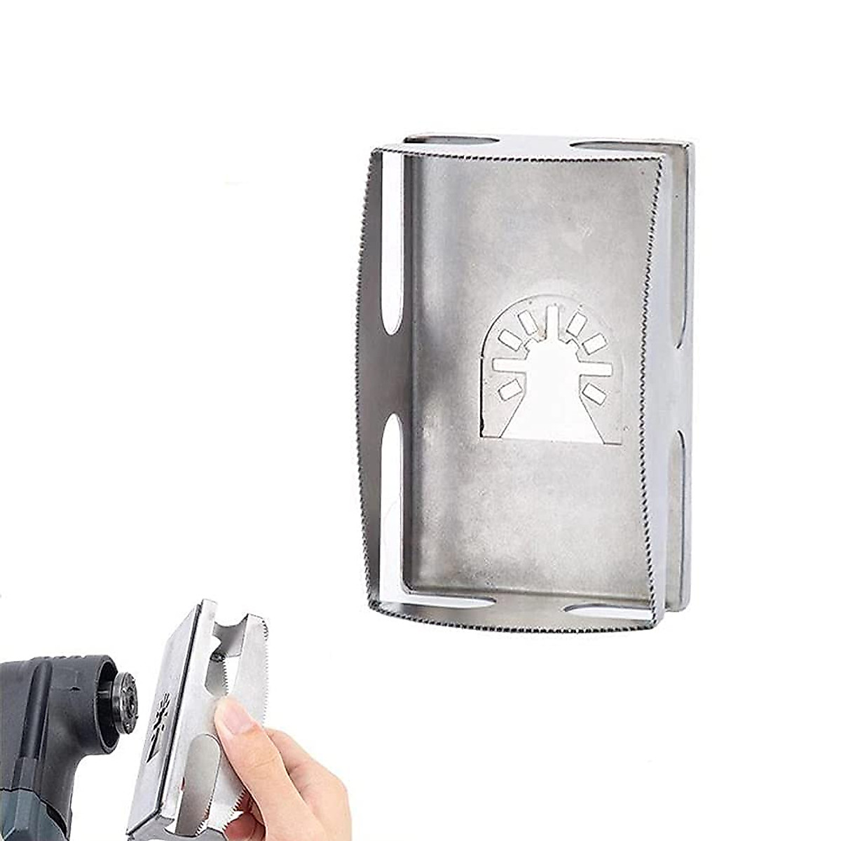 Square Slot Cutter with Four Blades, Multi-Tool Single and Double Gang Electrical Wall Outlet Cutter for Plastic Metal OLow-Voltage Electrical Boxes Mounting, Precise Cutting 2-3/8” x 3-3/4” (1pc)