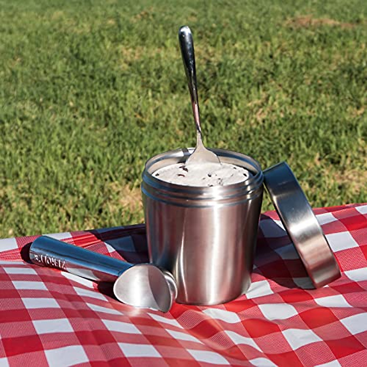 The Ice Cream Canteen Vacuum Insulated Double Wall Stainless Steel Thermos Container for the pint of ice cream enjoy ice cream anywhere (Mint Green)