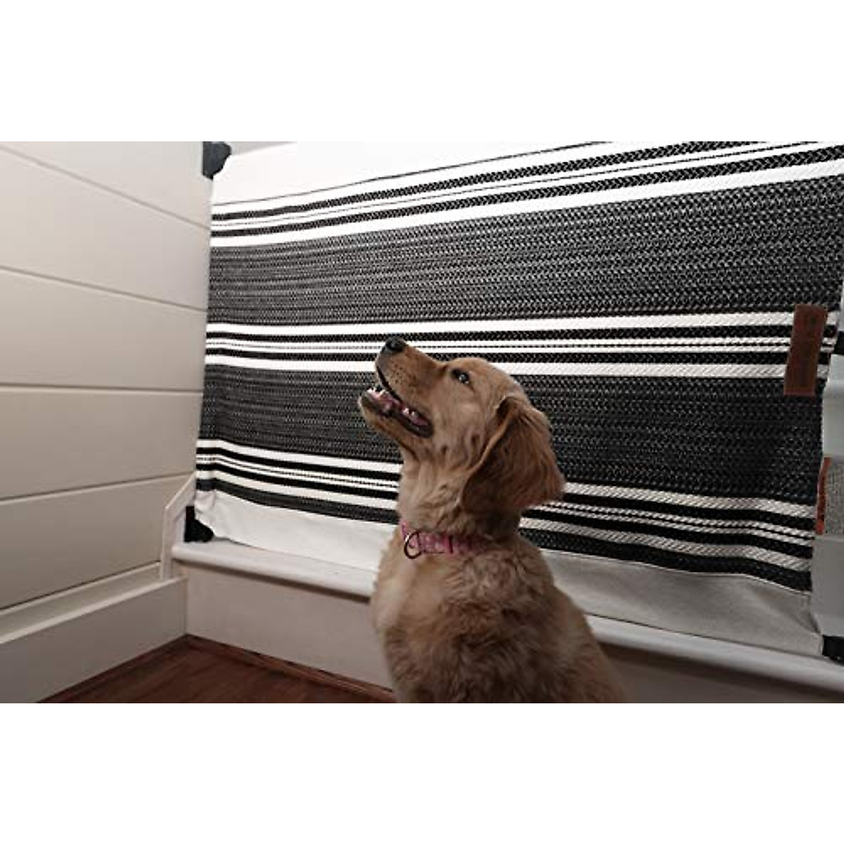 The Stair Barrier Baby Gate for Stairs - Easy Install Banister to Wall - Climb-Resistant Fabric Baby Gate Stairs Banister - 36" - 43" Regular, 32" Height - Made in USA New 2039