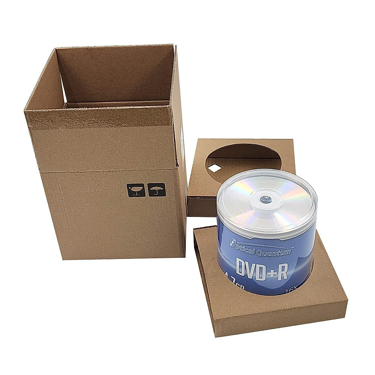 Optical Quantum 16X 4.7 GB DVD+R Blank Media Shiny Silver Top, 100-Disc Spindle for Burning Video, Recordable DVD Discs, Writable Blank DVDs