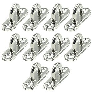 Hxchen 10Pcs M5 Eye Plate, Marine Oval Buckle Fixed Plate Seat Rope Pull Ring Oval Door Buckle 304 Stainless Steel 1.8 Inch Length