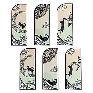 6Pcs Translucent Black Cat Bookmarks,Cute Bookmark Creative Book Page Clip,Cat Bookmark Black Literary Hand Account Creative Book Clip Bookmark (B)