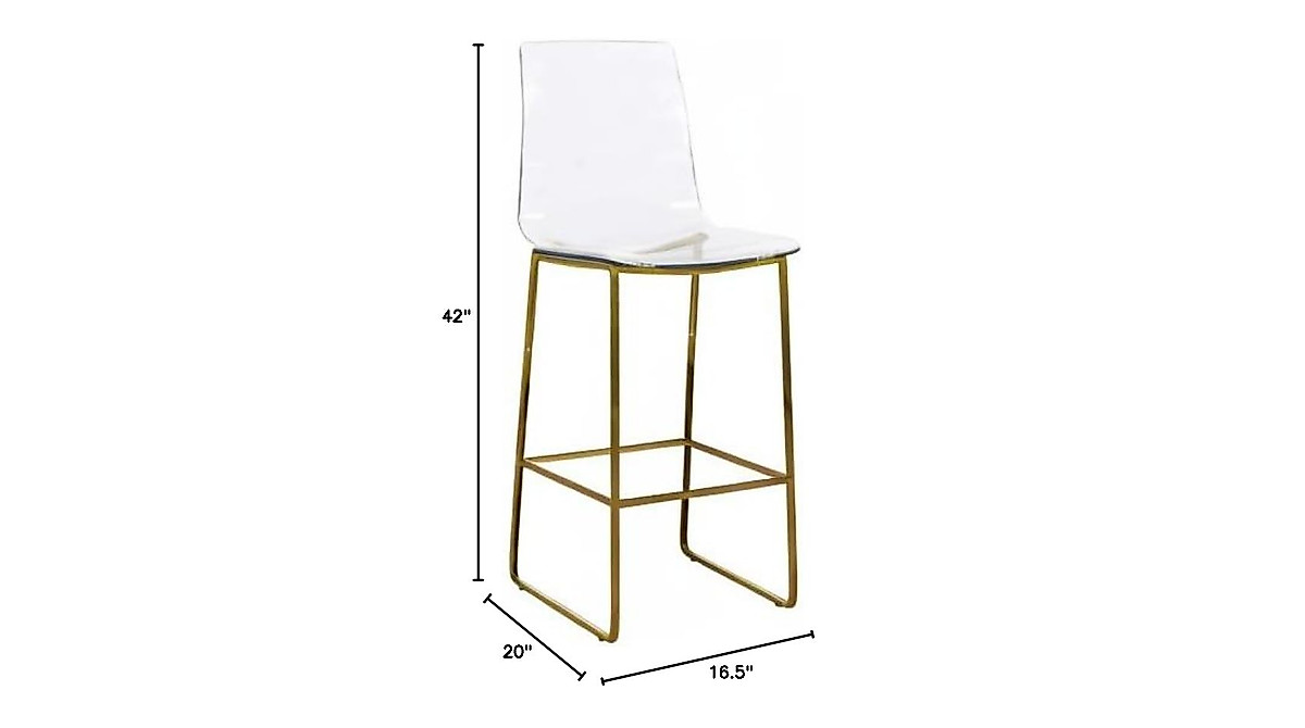 Stylish Gold Acrylic Counter Stool - Meridian Lumen Collection