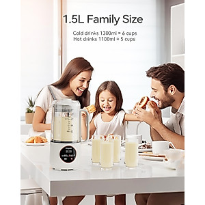 Encyclpo Nut Milk Maker, 50oz Automatic Soy Milk Maker with Spin Clean Brush and Nut Milk Bag, Homemade Plant-Based Oat Milk Machine with Auto Clean, Boil Water, Delay Start, Keep Warm