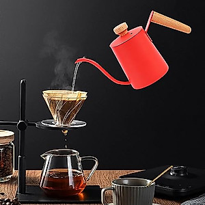 MagiDeal Coffee Tea Pot Gooseneck Kettle, Stainless Steel Long Narrow Spout Drip Coffee Kettle, Pour over Coffee Kettle for Cafe, Bar, Barista Gift, red
