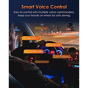 Bundle: Vantrue E3 3 Channel WiFi Dash Cam with GPS Speed, Wireless Remote Controller +256GB microSD Card