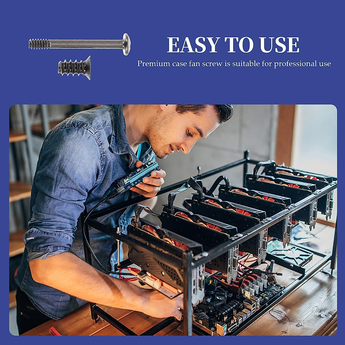 ULTECHNOVO Durable Tool 60pcs Computer Cooling Fan Mount Screws Case Fan Long Short Screws Set